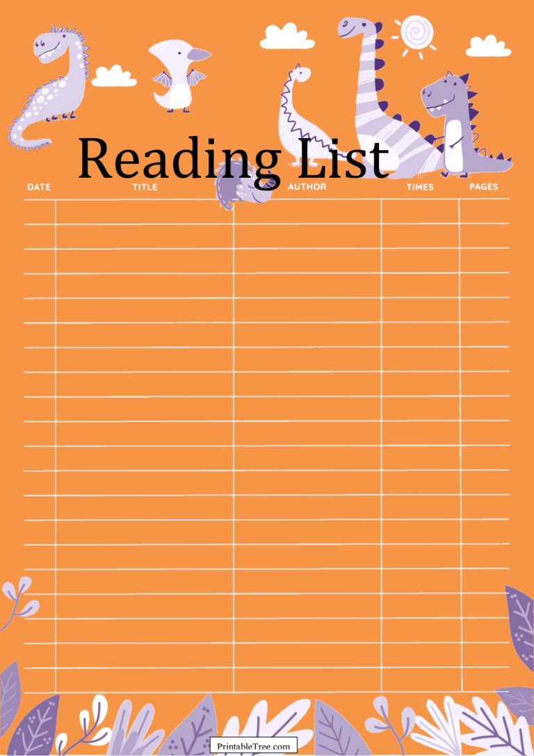 Printable Blank Reading Log Template PDF | Reading Tracker