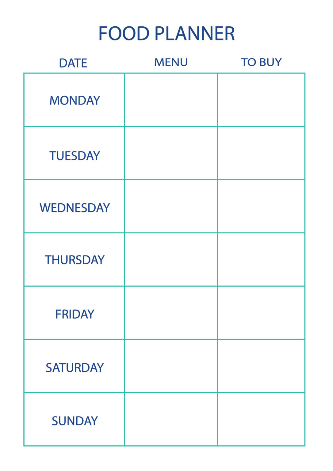 Free Printable Weekly Meal Planner PDF Templates