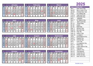Calendar Weeks 2025 - Printable Tree