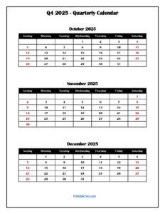 Quarterly Calendar 2025 Free Printable PDF Templates