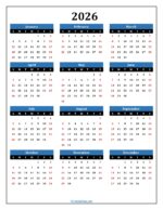 Printable Calendar 2026 One Page with Holidays (Single Page) 2026 ...