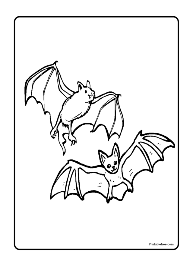Free Printable Bat Coloring Pages PDF for Kids and Adults