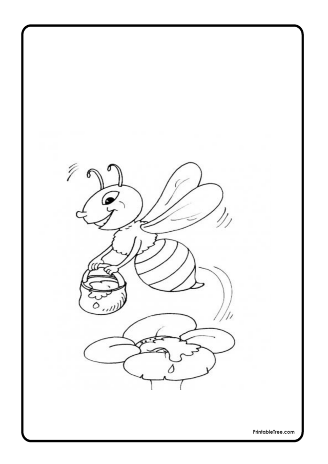 Free Printable Bee Coloring Pages PDF for Kids and Adults