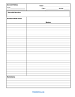 Free Download Printable Cornell Notes PDF Templates