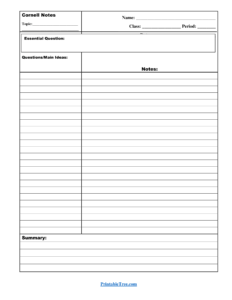 Free Download Printable Cornell Notes PDF Templates