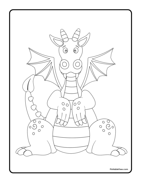 Free Printable Dragon Coloring Pages PDF for Kids and Adults