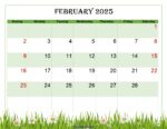 February 2025 Calendar Printable PDF Template with Holidays