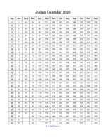 Free Printable Julian Date Calendars for 2025 PDF Templates