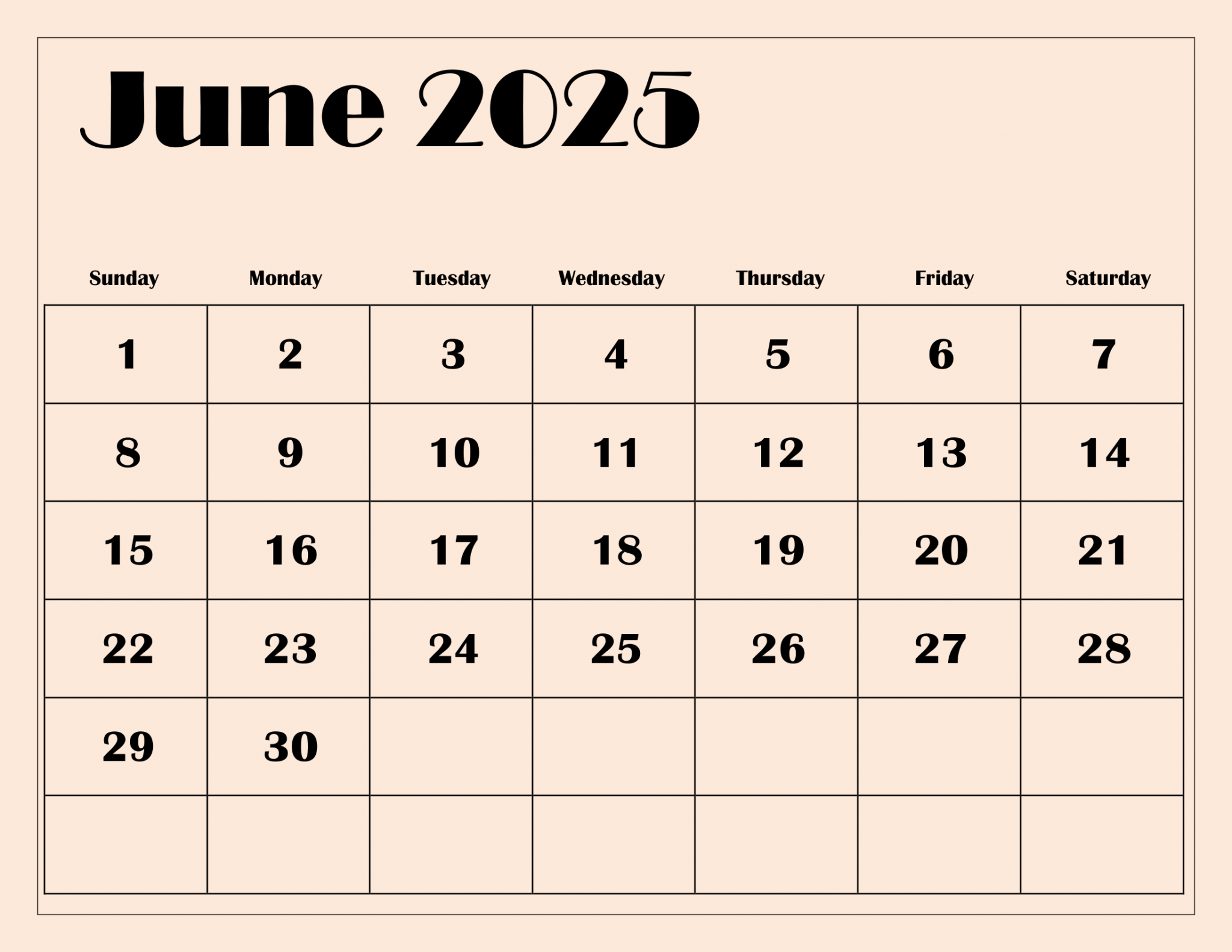 Free June 2025 Calendar Printable PDF Template with Holidays