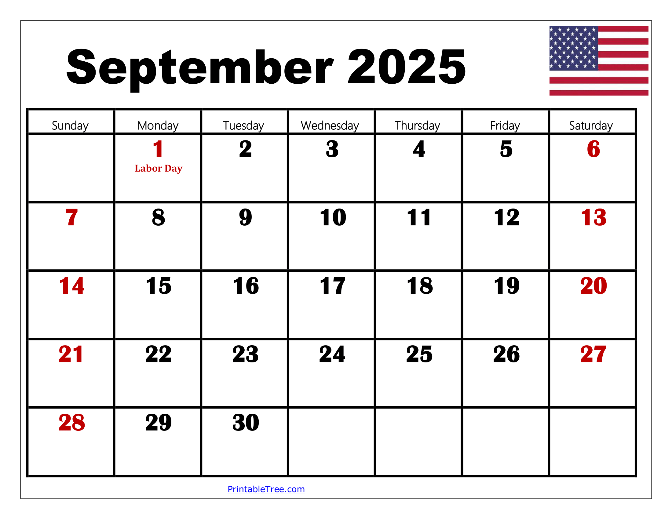 September 2025 With Holidays Zahira Skylar