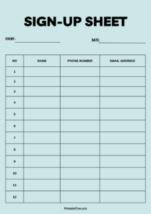 Free Printable Sign-up and Sign-in Sheet PDF Templates