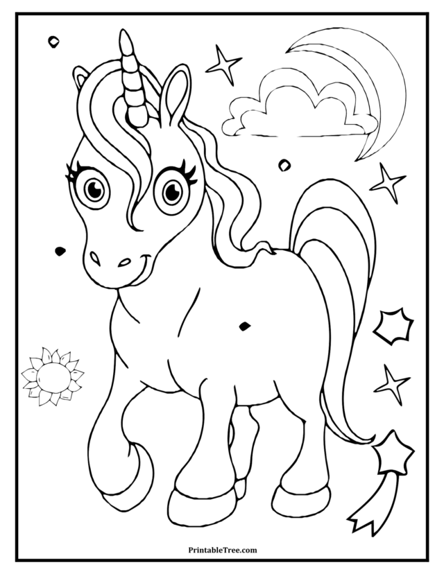 Free Printable Unicorn Coloring Pages PDF for Kids and Adults