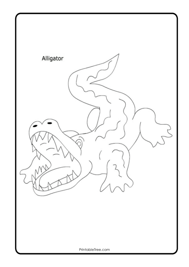 Free Printable Alligator Coloring Pages PDF for Kids and Adults