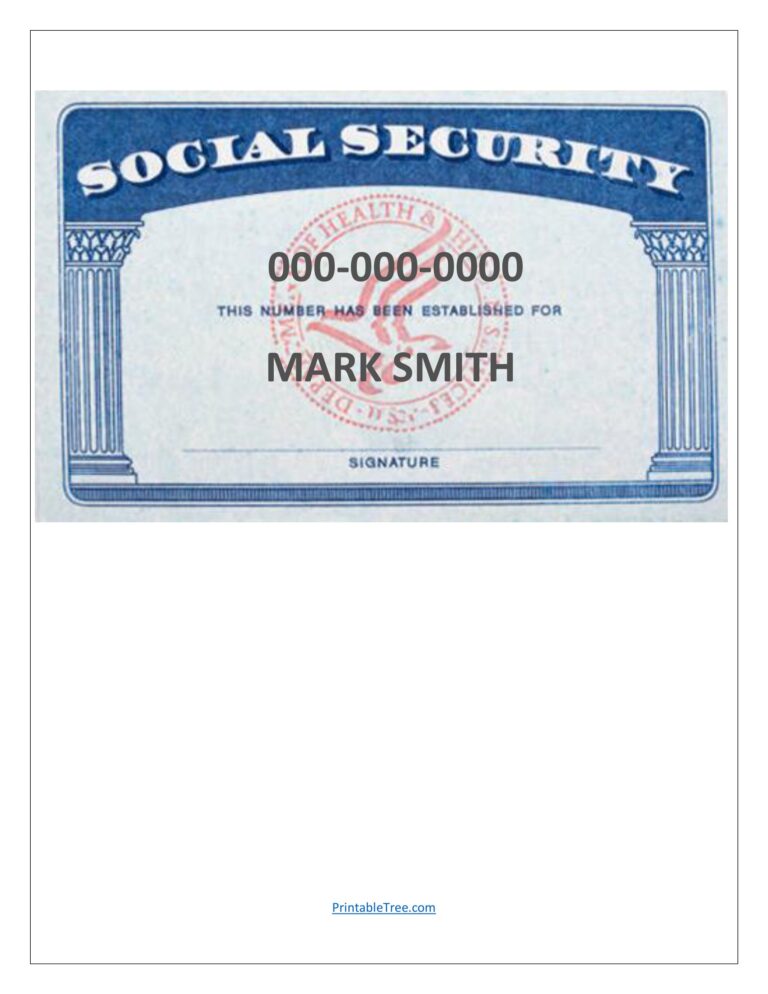 Free Printable Social Security Card PDF Templates(Fake/ Real ...